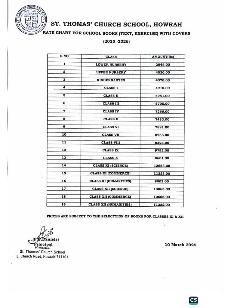 Rate Chart (Approx) For Books... 2025-2026 - 1 | PDF