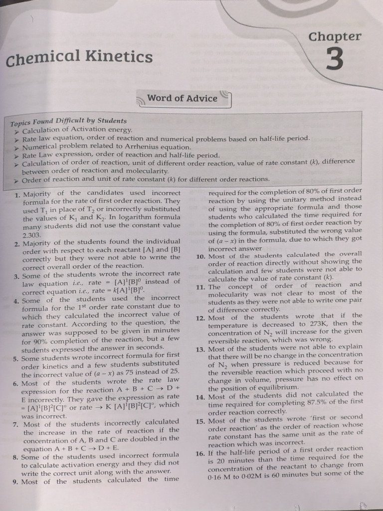 Chemical Kinetics Class Xii QB Isc | PDF