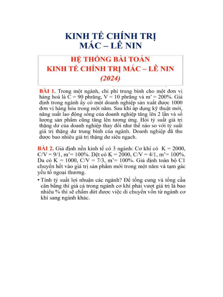 Bài toán KTCT | PDF