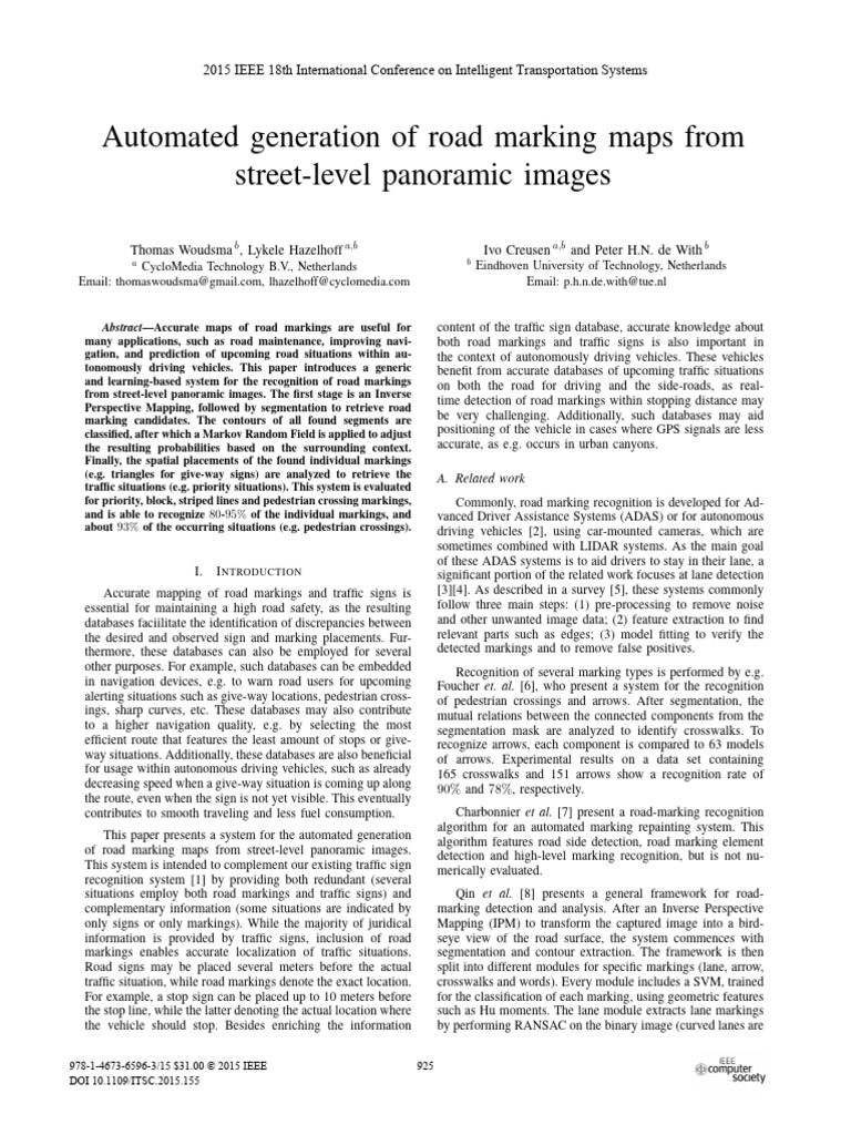 Automated Generation of Road Marking Maps From Street-Level Panoramic ...