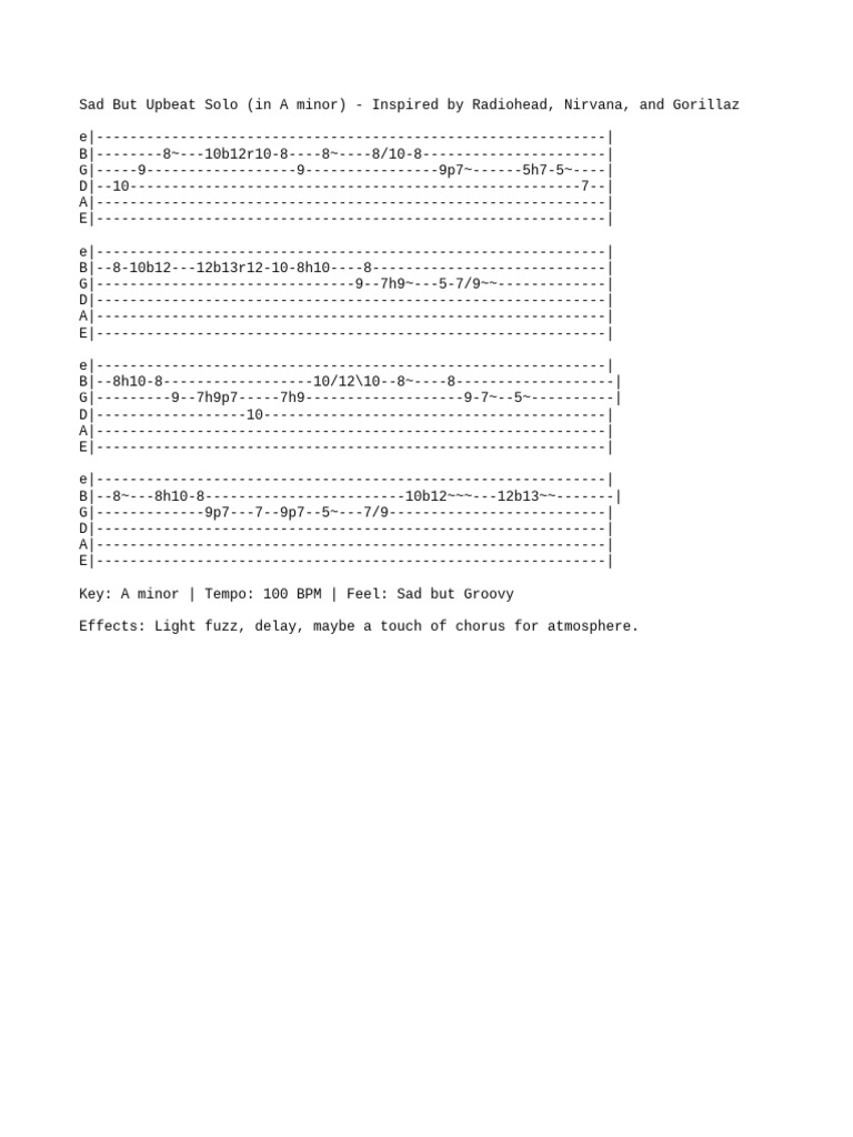 Sad Upbeat Solo Tab | PDF