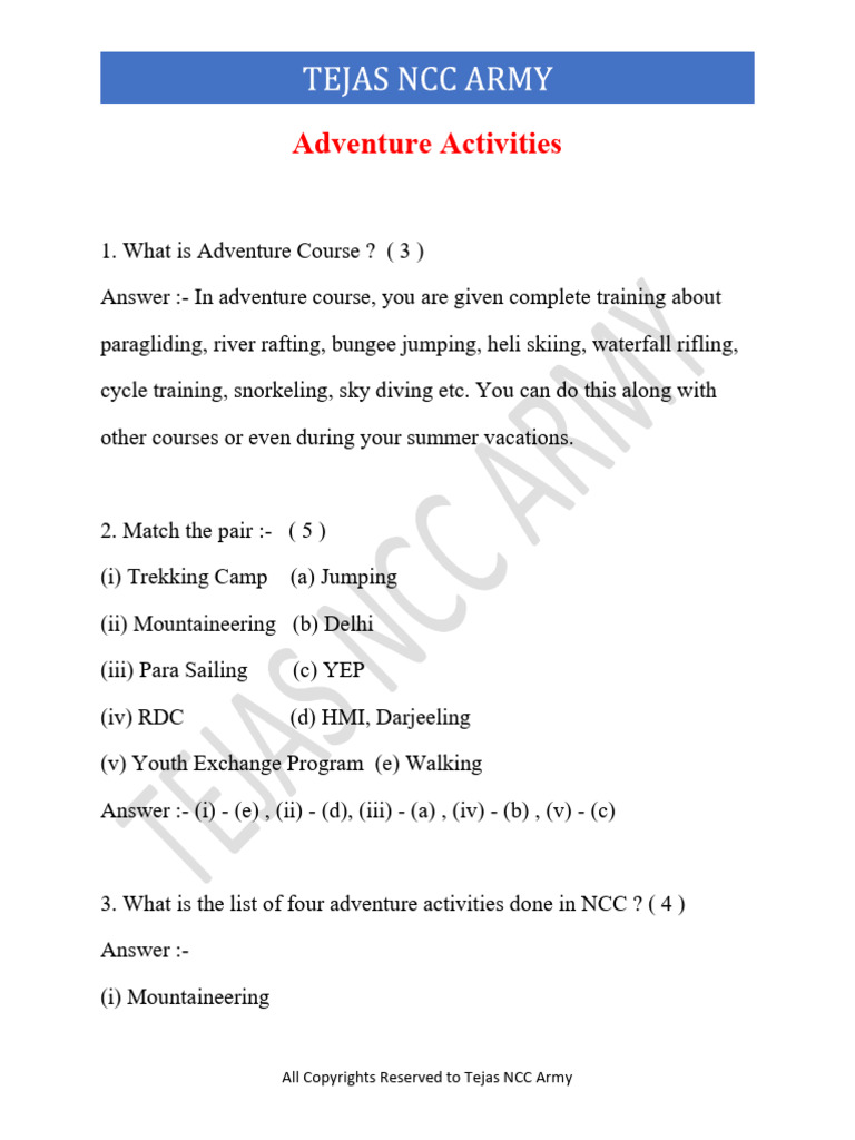 9 Adventure Activities in English | PDF | Mountaineering