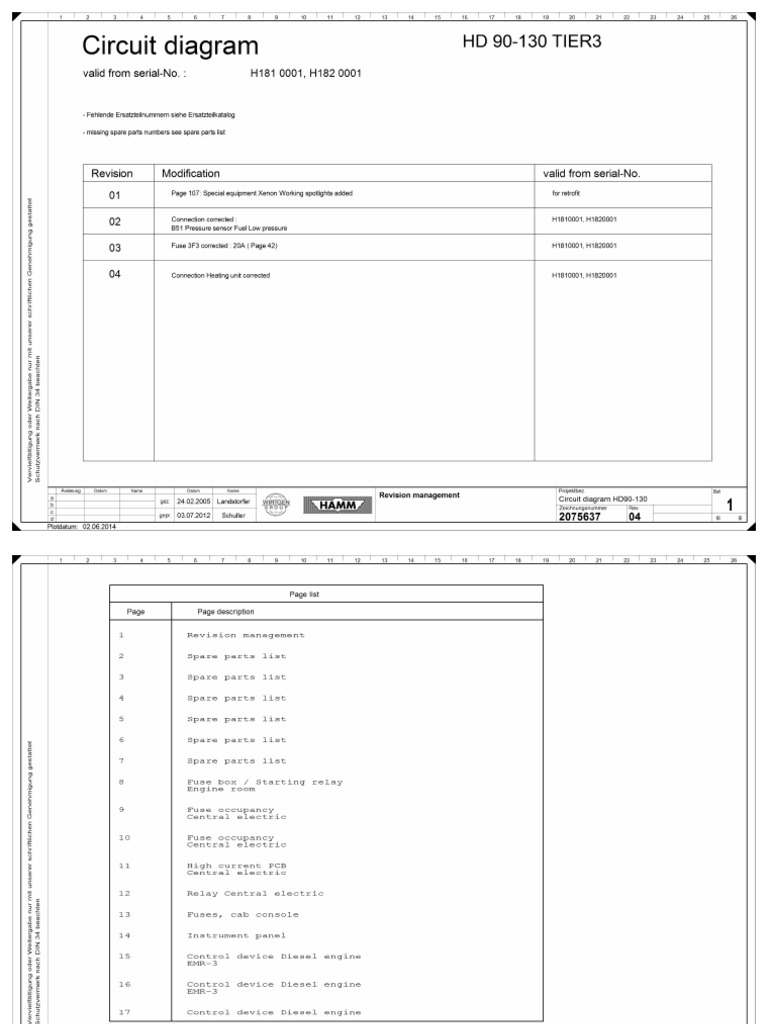 Hamm - hd90-110-h181 - 182 Electric Diagram (SN 1-9999) | PDF