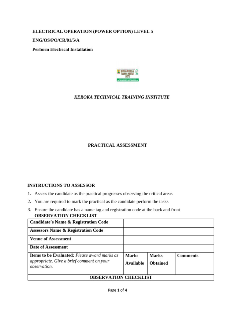 Level 5 Electrical Installation Assessment | PDF | Electrical Connector ...