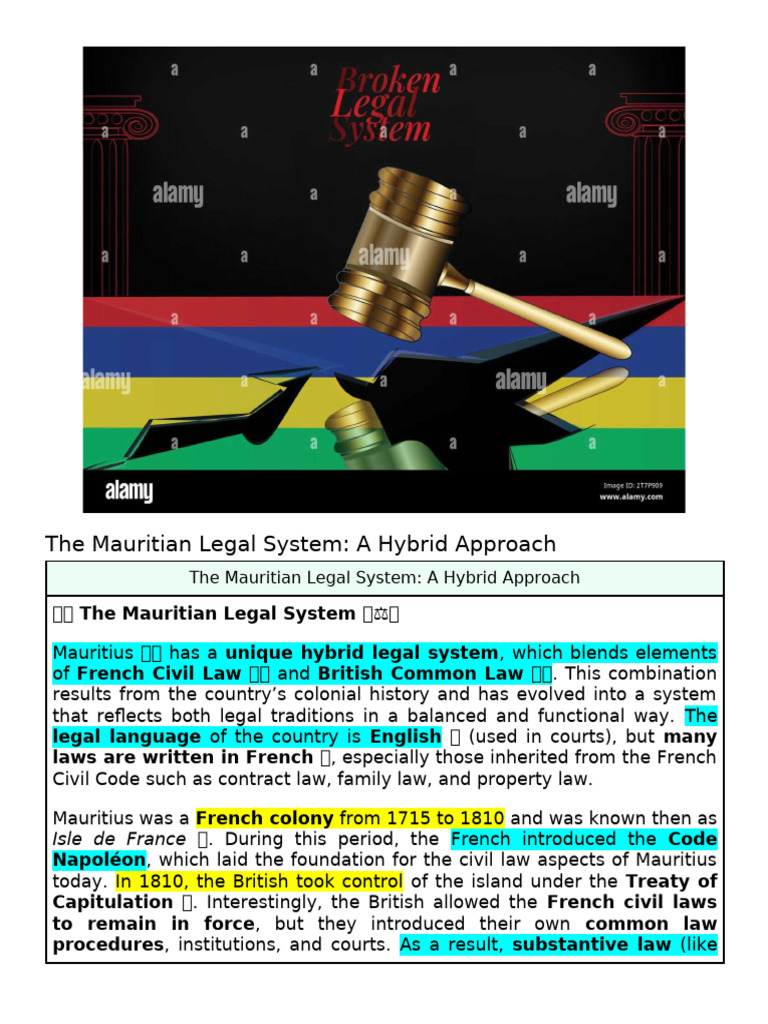 The Mauritian Legal System - A Hybrid Approach | PDF | Common Law ...