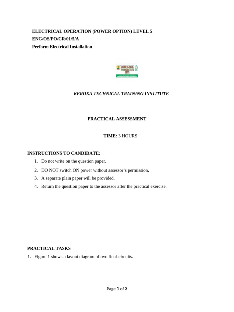 Practical Electrical Installation L5 | PDF