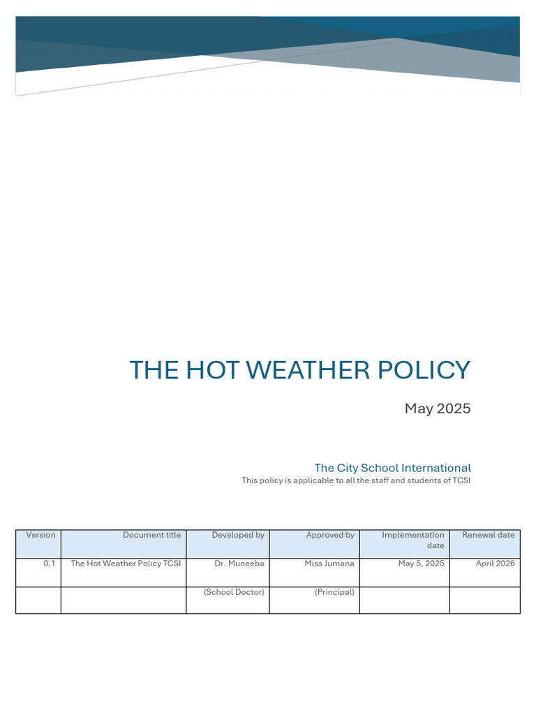 The Hot Weather Policy 2025 | PDF