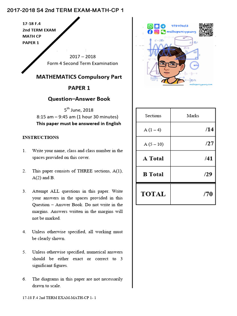 2017 2018 s4 2nd Term Exam Math CP 1 | PDF | Circle | Triangle
