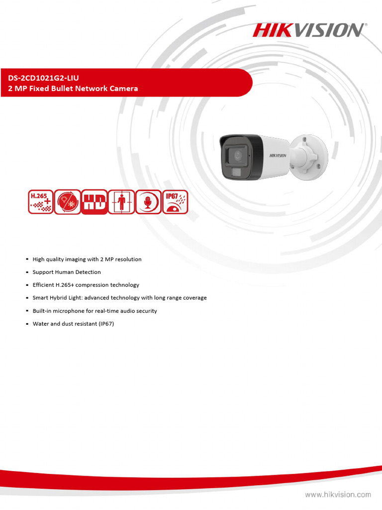 DS-2CD1021G2-LIU Datasheet 20240719 | PDF | Camera Lens | Field Of View