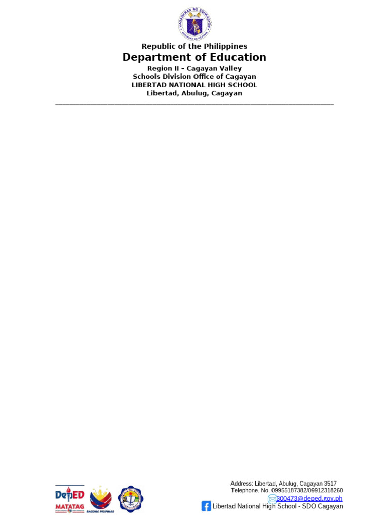 Libertad National High School Contact Info | PDF