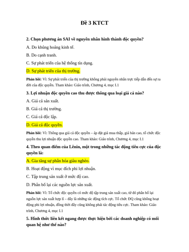 Đề 3 KTCT. | PDF