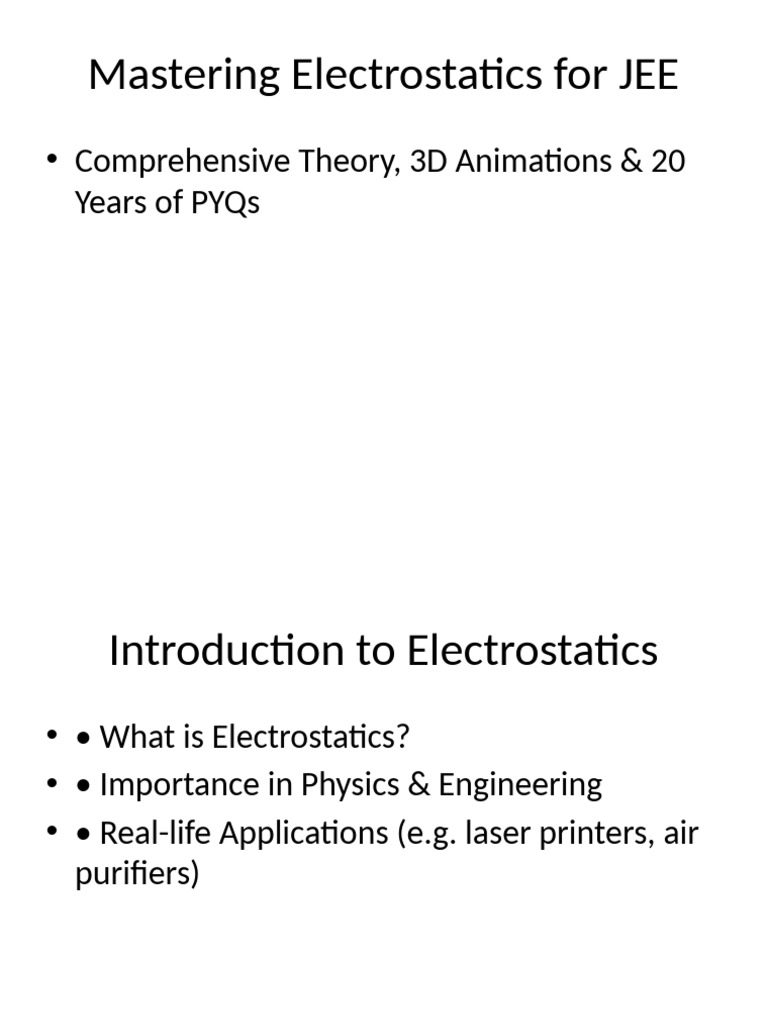Electrostatics Master Presentation | PDF | Electric Field | Capacitor