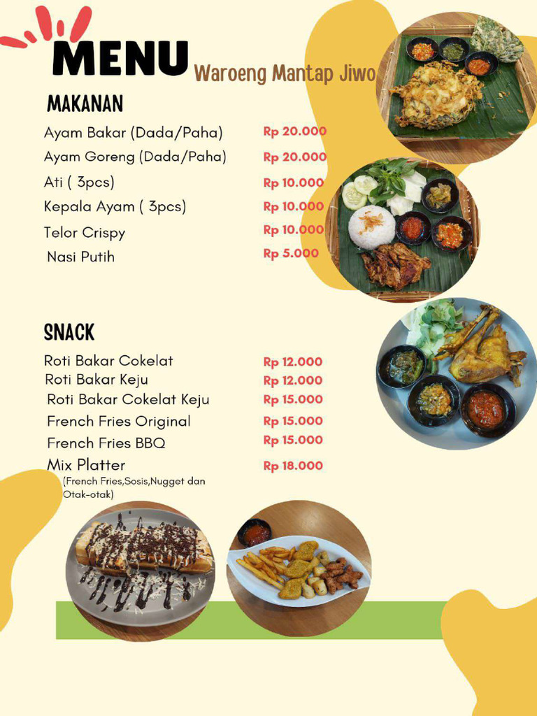 Menu Waroeng Mantap Jiwo | PDF