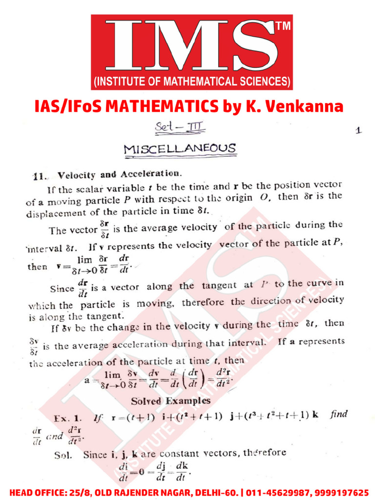 Set-3 Velocity and Acceleration | PDF