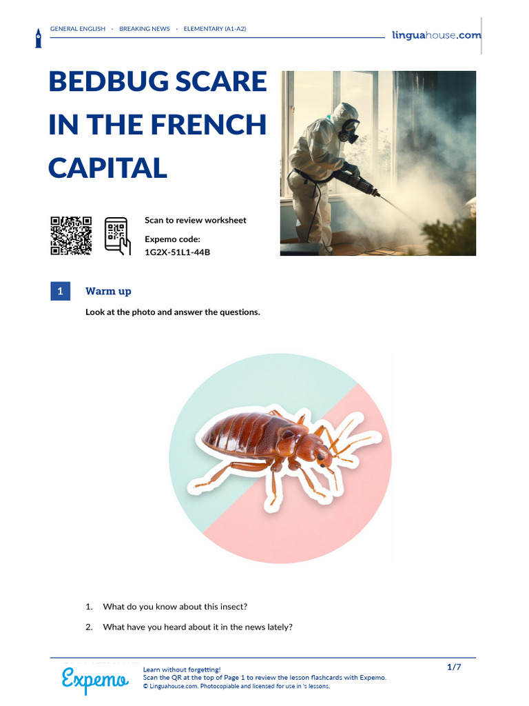Bedbug Scare in The French Capital British English Student A1 A2 | PDF