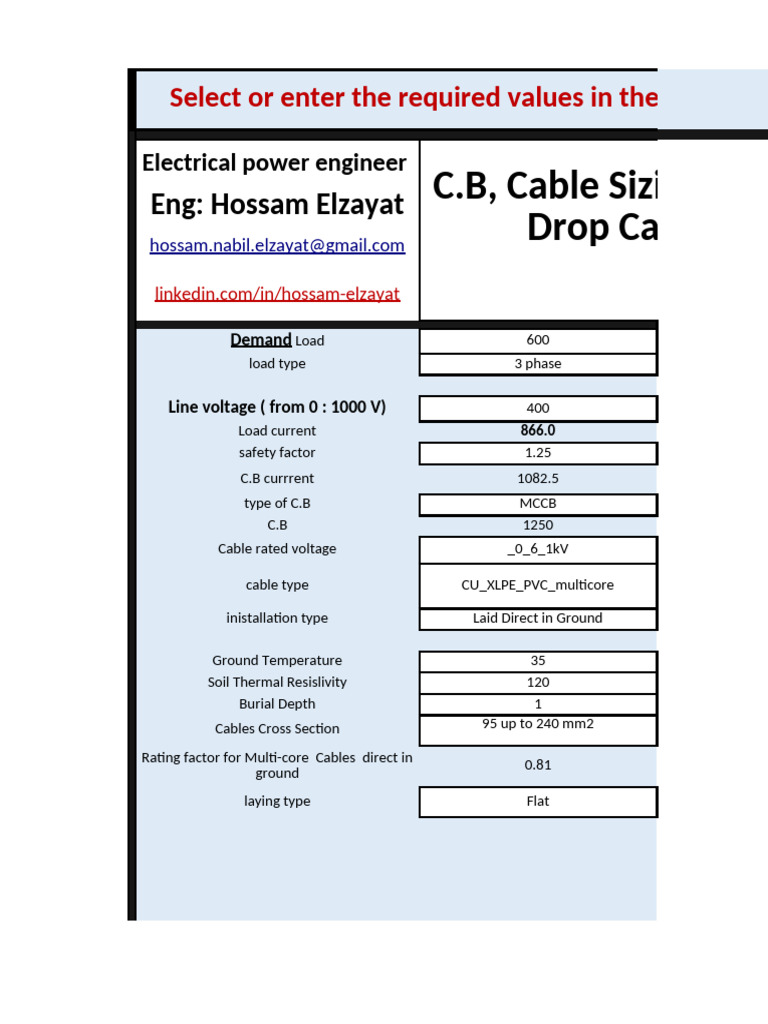 Cable Sizing and Voltage Drop Calculations | PDF | Electric Power ...
