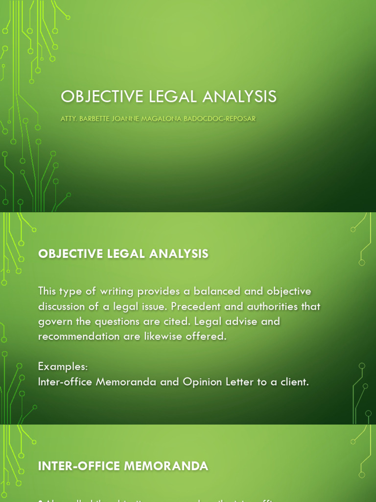 Objective Legal Analysis | PDF | Memorandum | Opinion