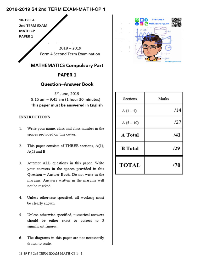2018 2019 s4 2nd Term Exam Math CP 1 | PDF | Circle | Elementary ...