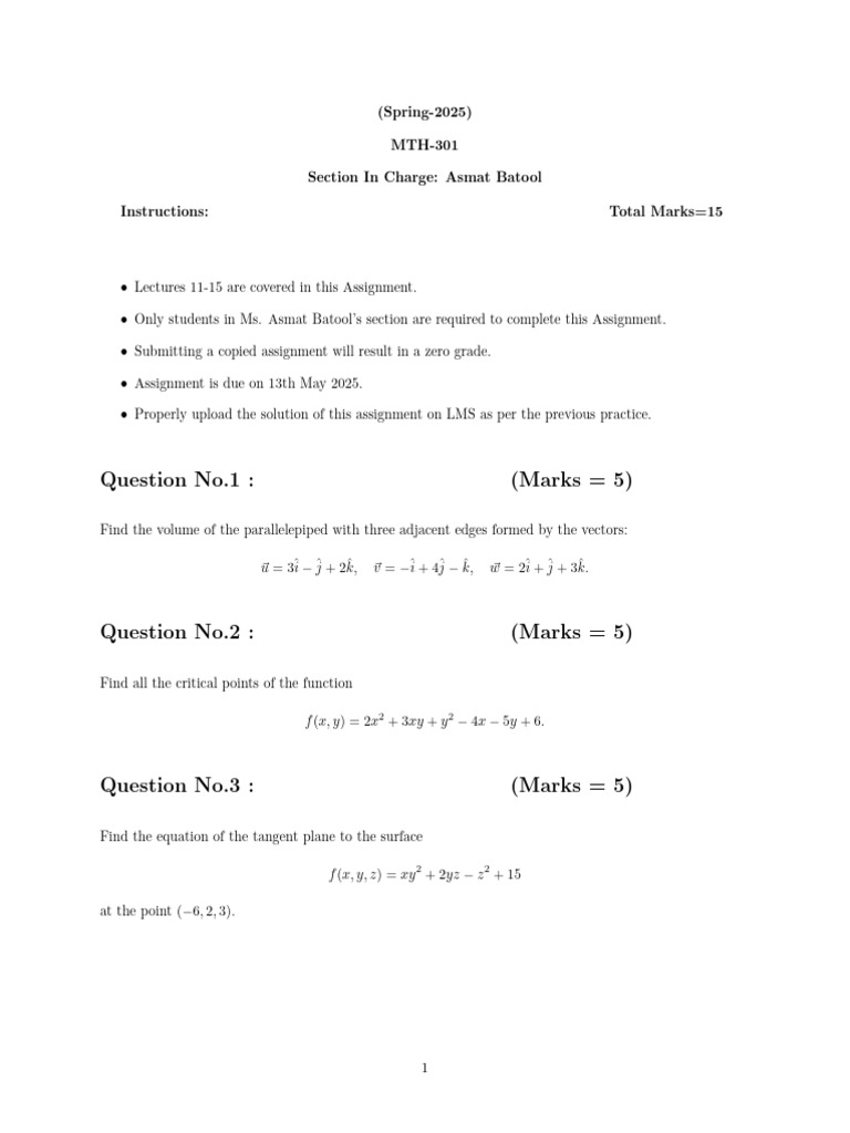 MTH301 - Assignment - File (Asmat Batool) | PDF