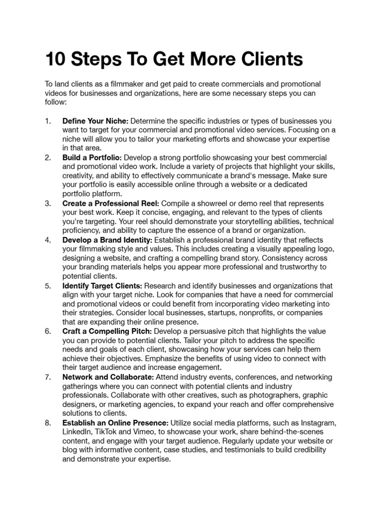 10 Steps To Get More Clients | PDF | Brand | Marketing