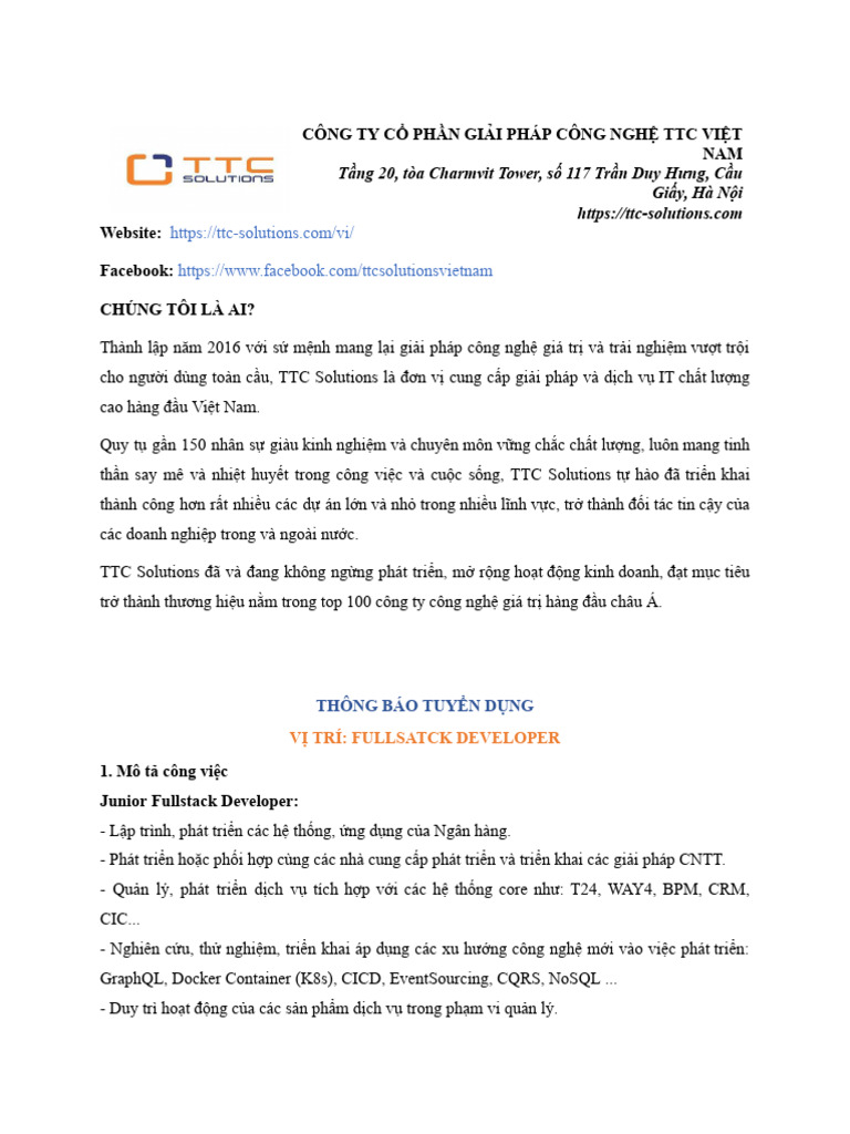 TTC SOLUTIONS Fullstack Developer MB.docx | PDF
