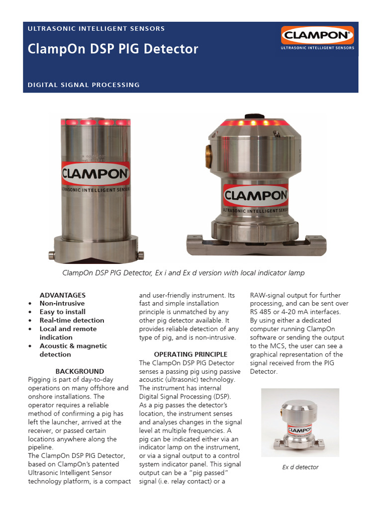 ClampOn DSP Pig Detector Overview | PDF | Sensor | Digital Signal ...