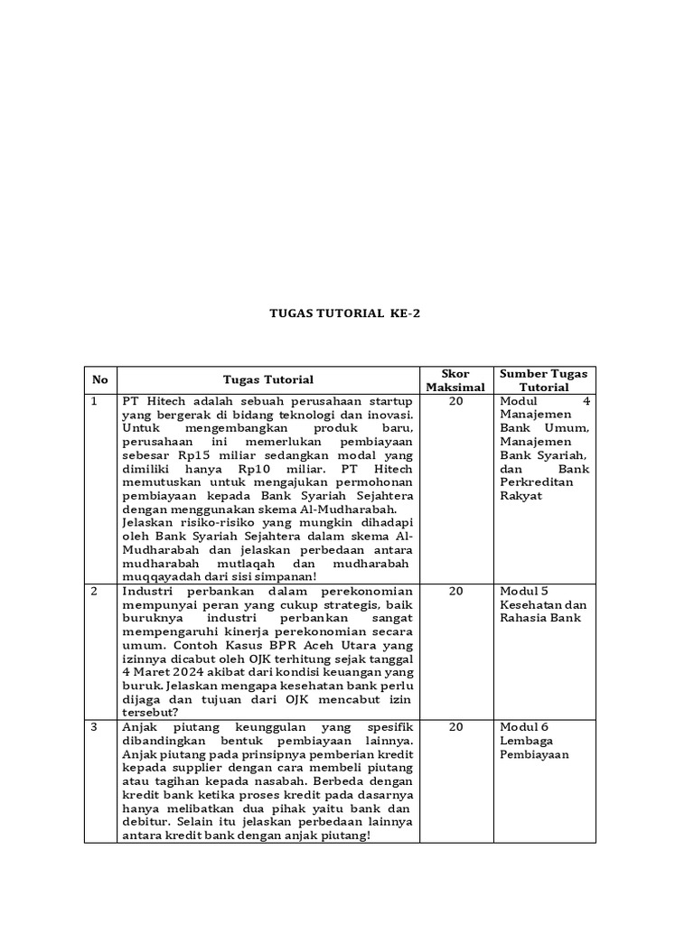 Tugas Tutorial Ke 2 Lembaga Bank | PDF