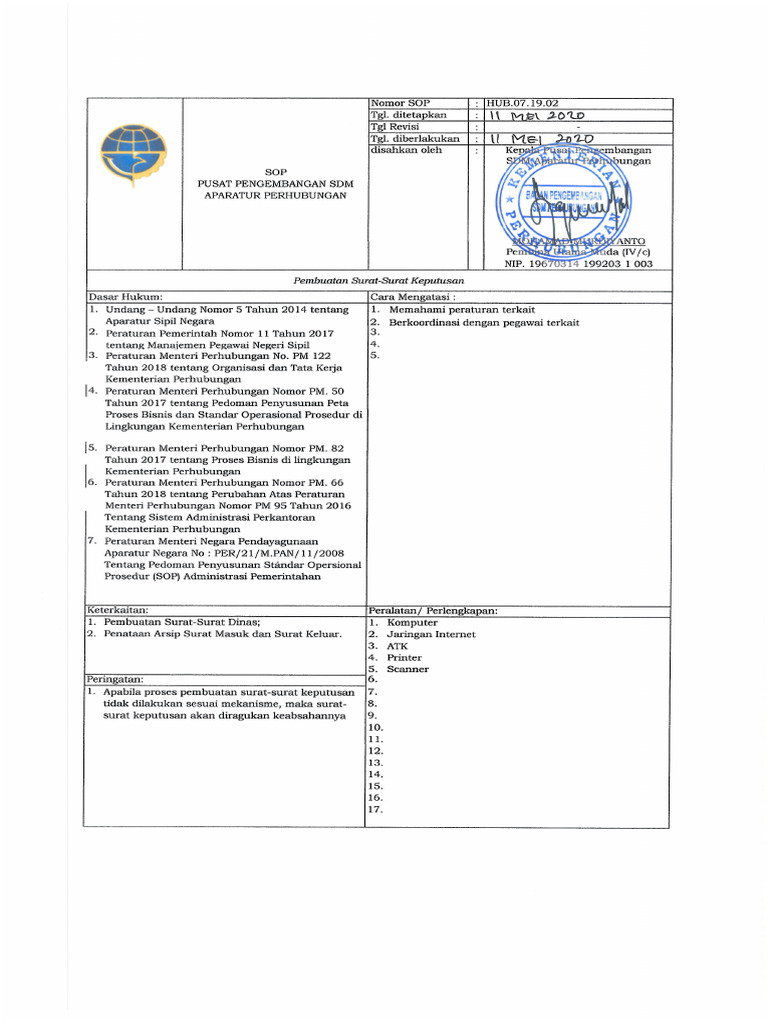 Sop Tu Dan Kepegawaian | PDF