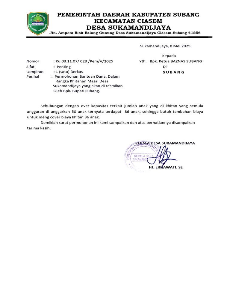 SURAT Permohonan Ke BAZNAS | PDF