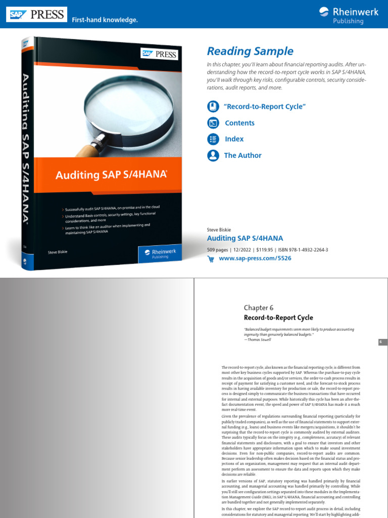 Reading Sample Sap Press Auditing Sap S4hana | PDF | Audit | Accounting