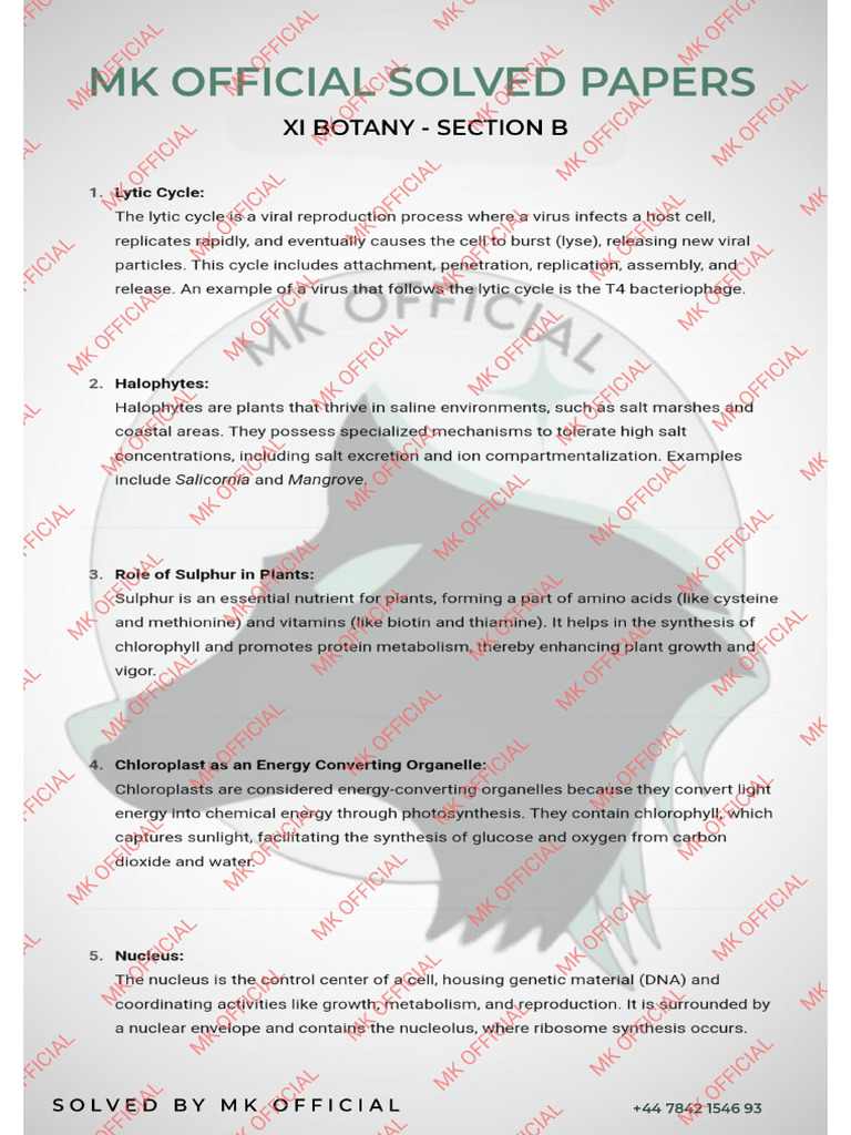 Xi Botany Complete Solved by MK Official | PDF