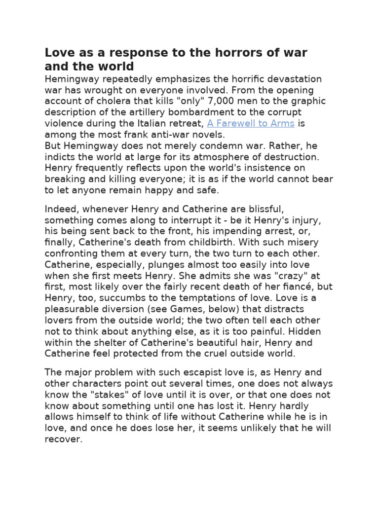 Themes in A Farewell To Arms | PDF