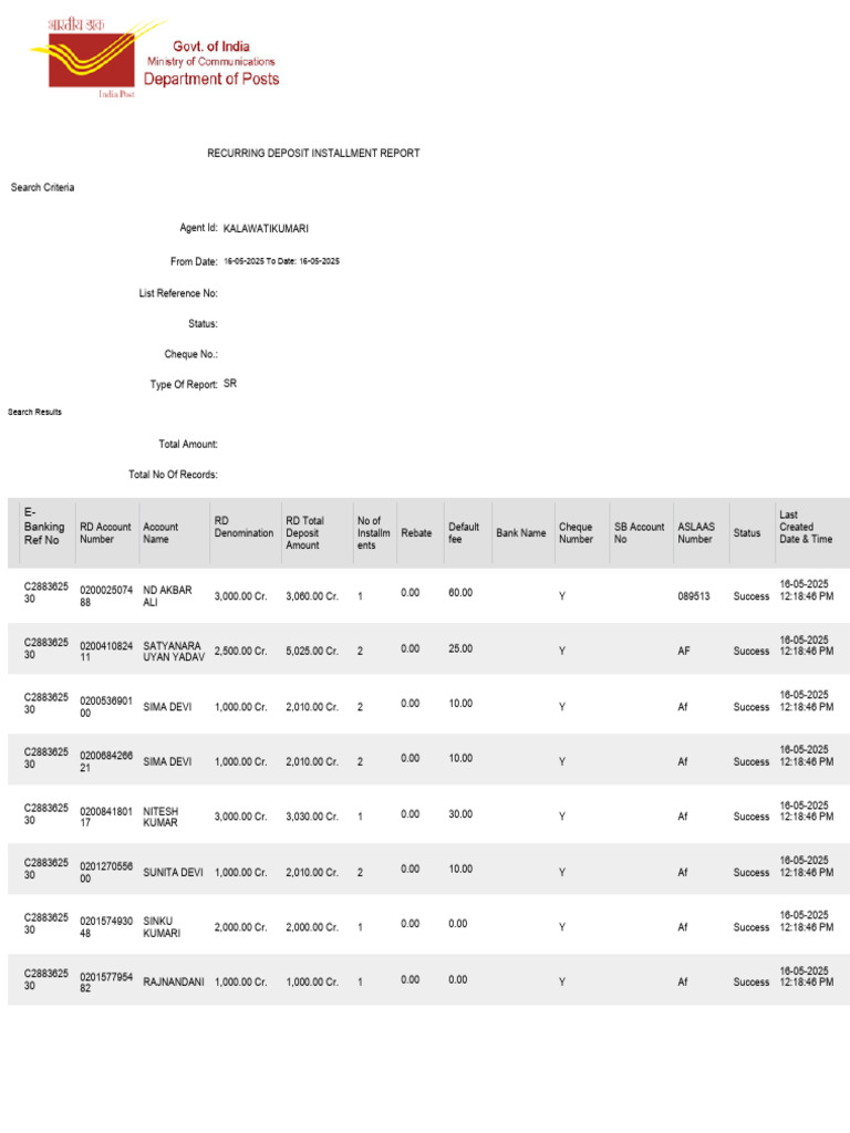 Recurring Deposit Installment Summary | PDF