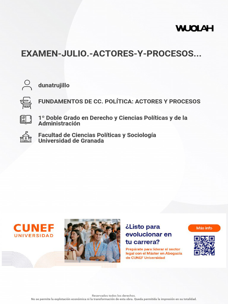Wuolah Free Examen Julio. Actores y Procesos | PDF