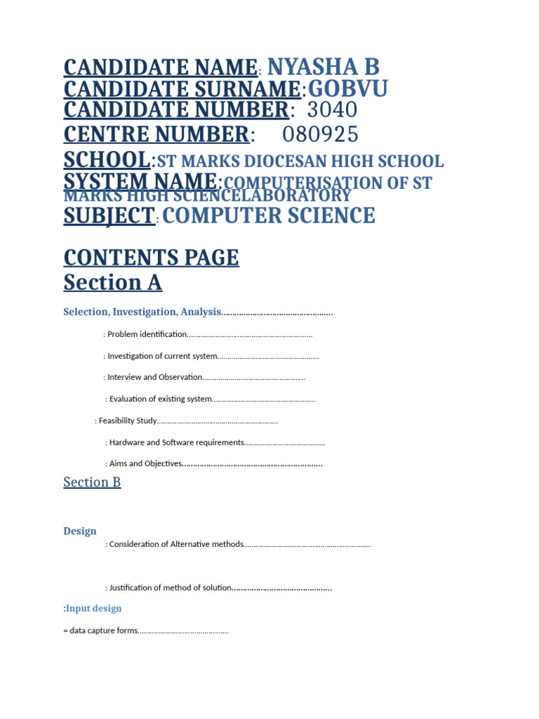ST Marks High School Science Laboratory | PDF | Microsoft Access ...