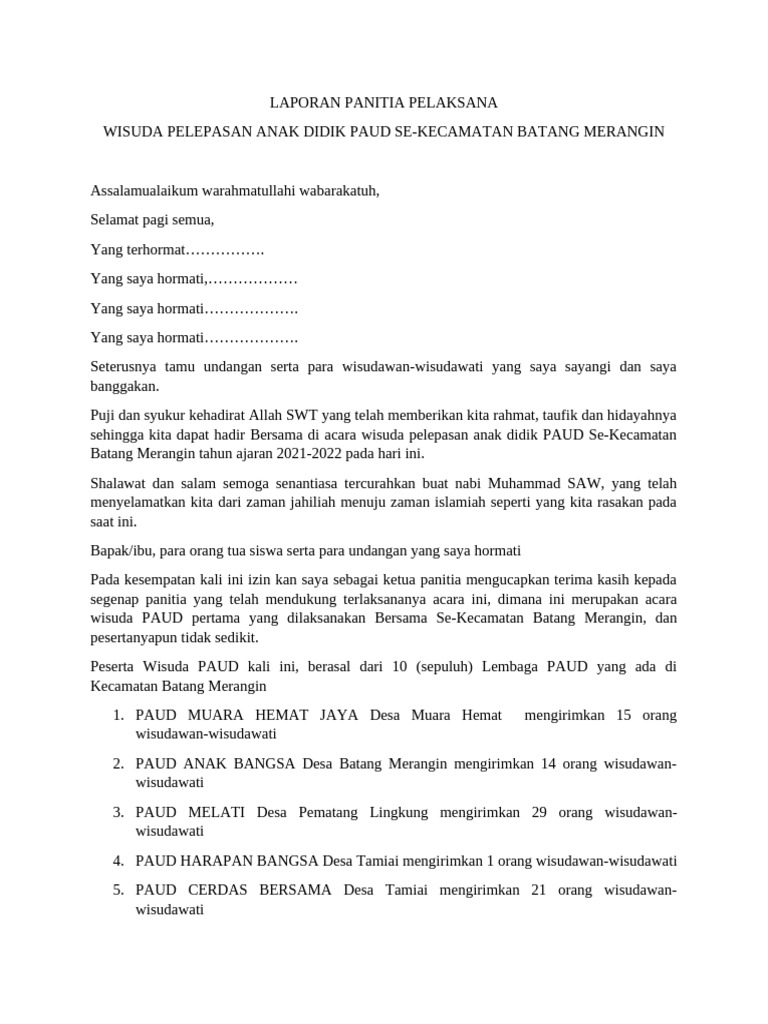 Laporan Panitia Pelaksana | PDF