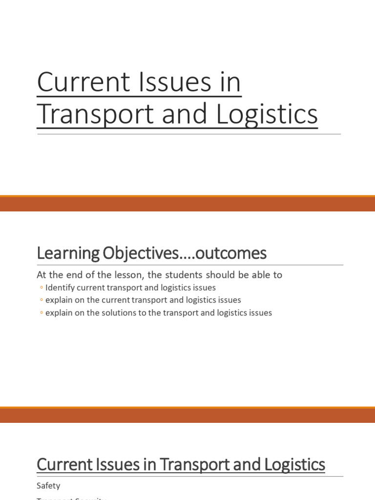 L14 Current Issues in Transport and - 250324 - 235017 | PDF | Traffic ...