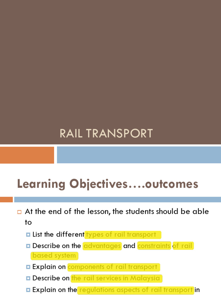 Topic 5 Rail Transport A231 - 250324 - 234902 | PDF | Transport Infrastructure | Sustainable ...