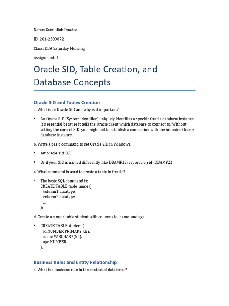 Oracle DB Assignment Updated | PDF | Databases | Table (Database)
