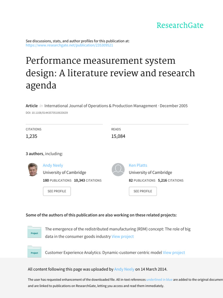 Performance Measurement System Design | PDF | Inventory | Cost Accounting