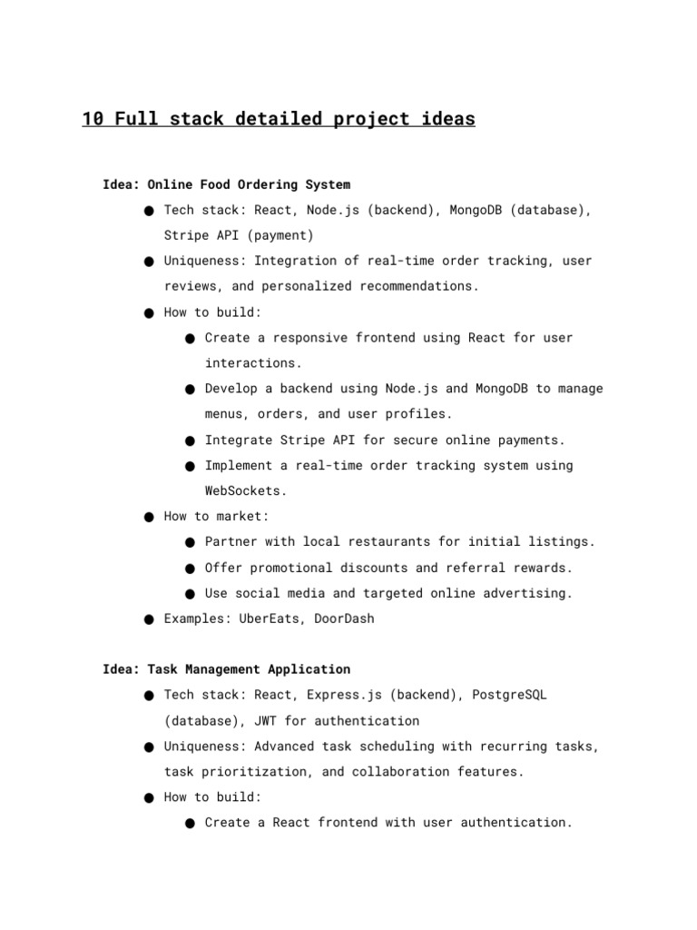 10 Full Stack Detailed Project Ideas | PDF | Home Automation | Mobile App