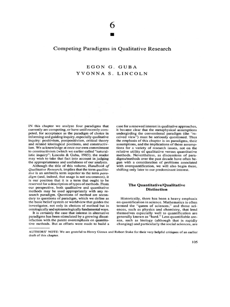 Guba & Lincoln (1994) - Competing Paradigms | PDF