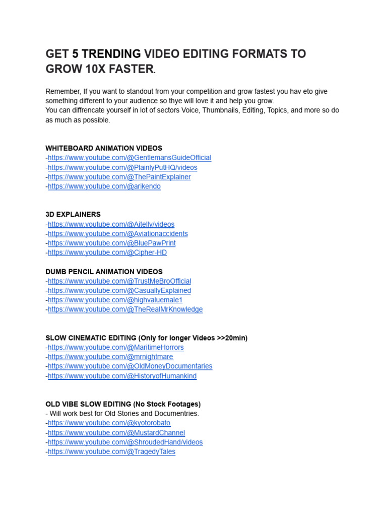 Get 5 Trending Video Editing Formats To Grow 10X Faster | PDF