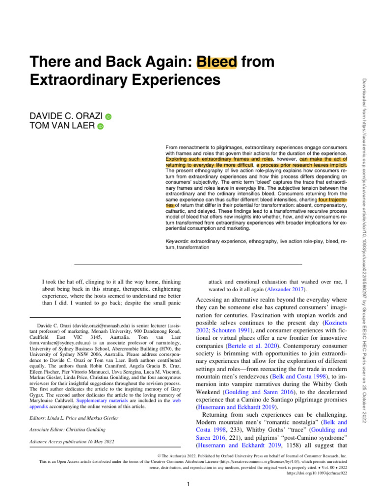 Orazi (2022) Bleed From Extraordinary Experiences | PDF | Ethnography