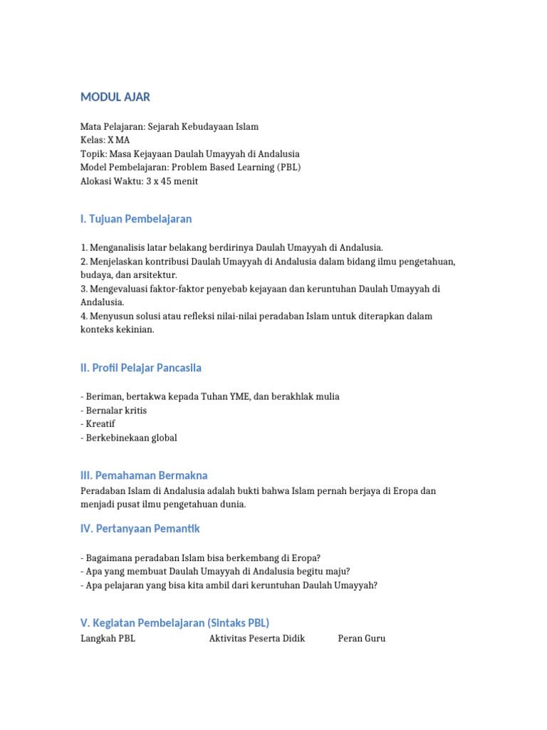 Modul Ajar PBL Andalusia | PDF