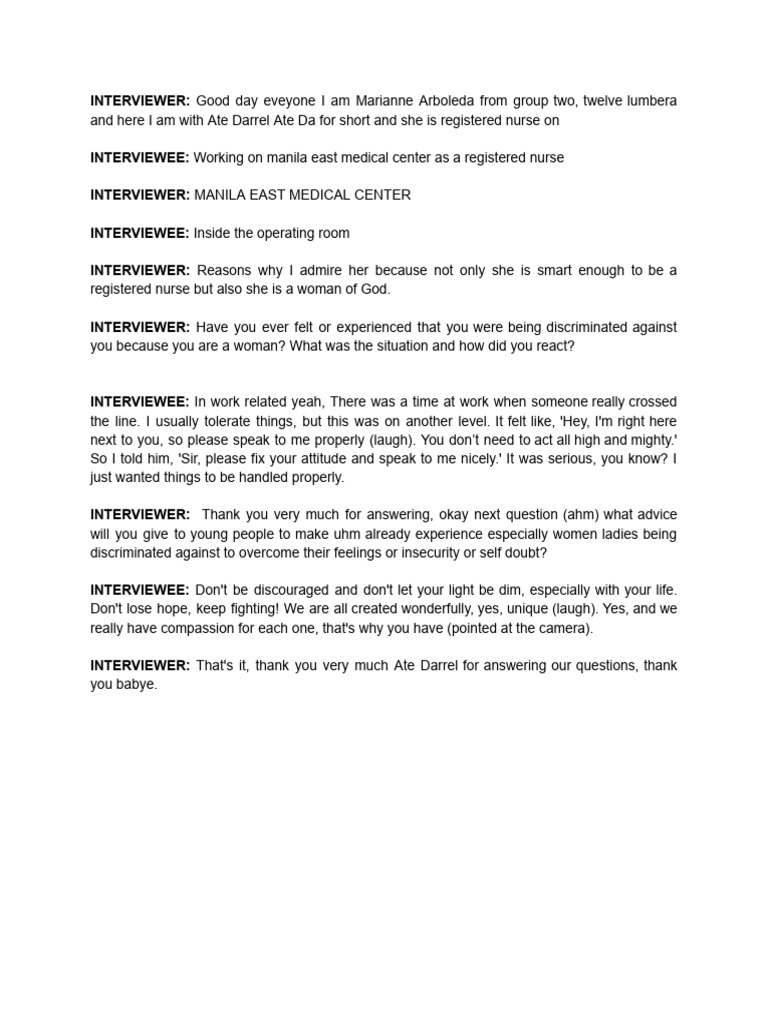 Transcription of Interview | PDF