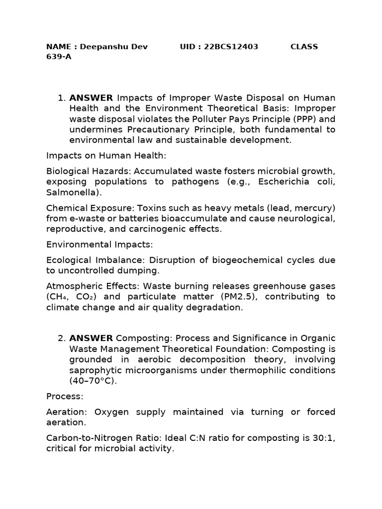 22bcs12403_Deepanshu Dev - Deepanshu Dev | PDF | Waste Management | Landfill