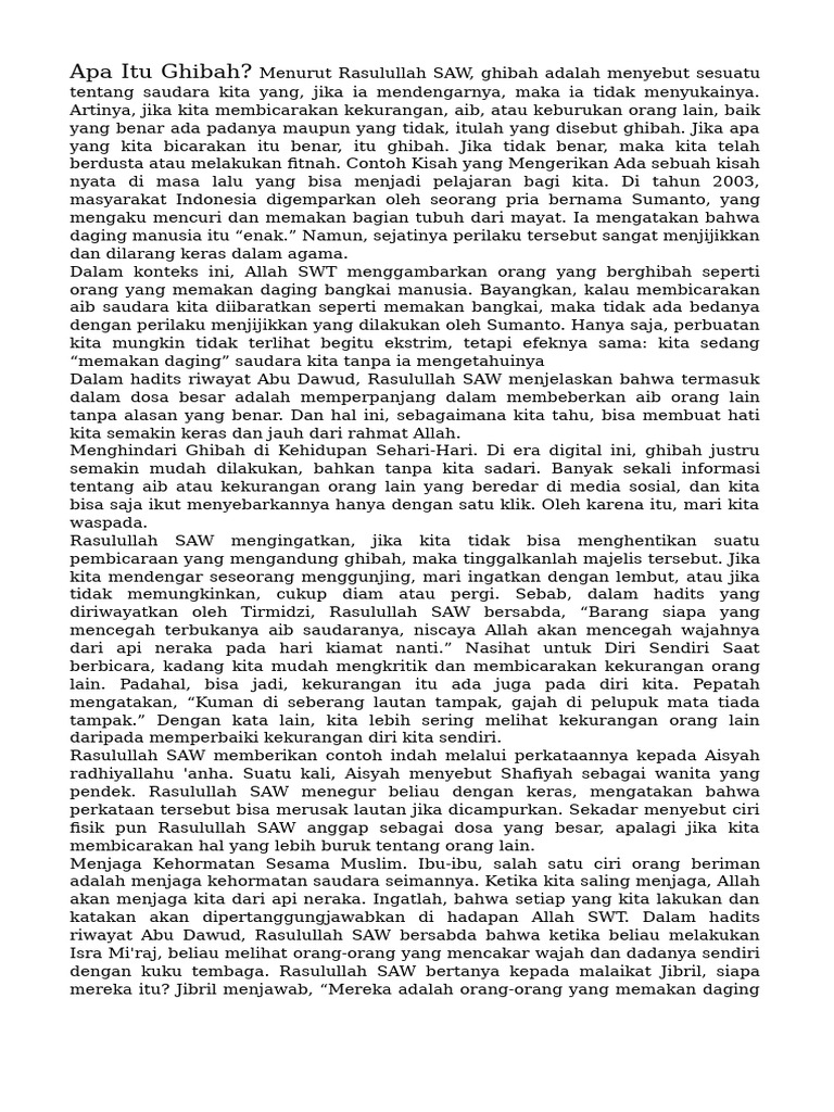 Apa Itu Ghibah | PDF
