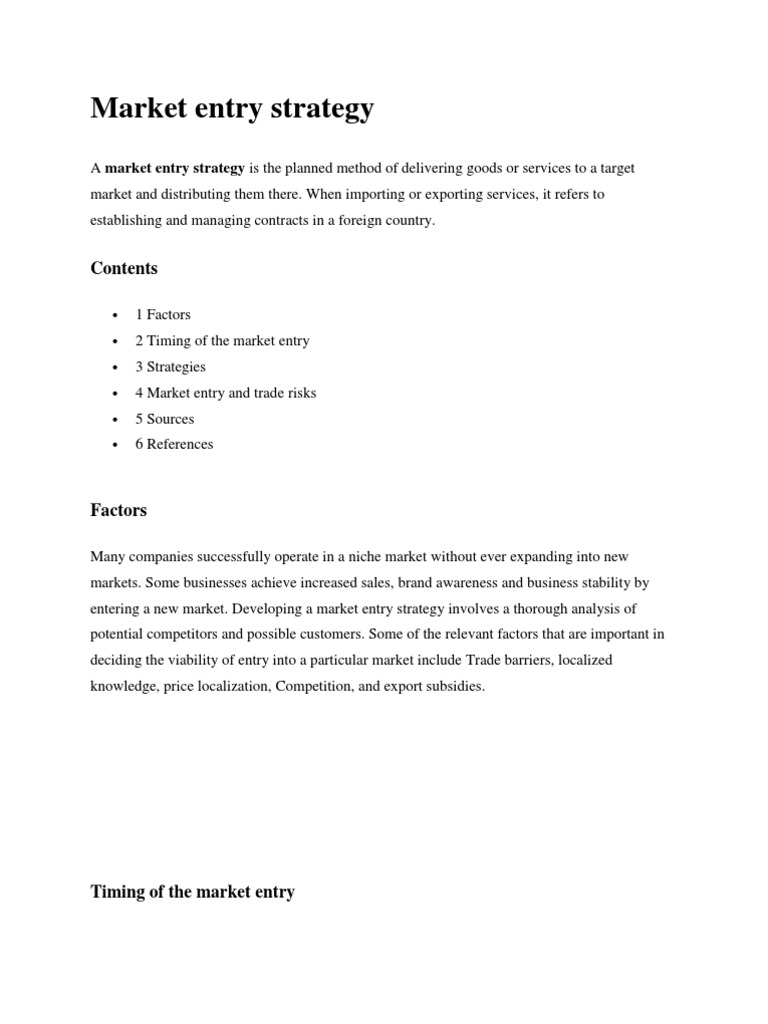 Market Entry Strategies Overview | PDF | Exports | Strategic Management