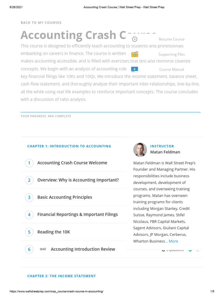 INDEX-Accounting Crash Course - Wall Street Prep - Wall Street Prep ...